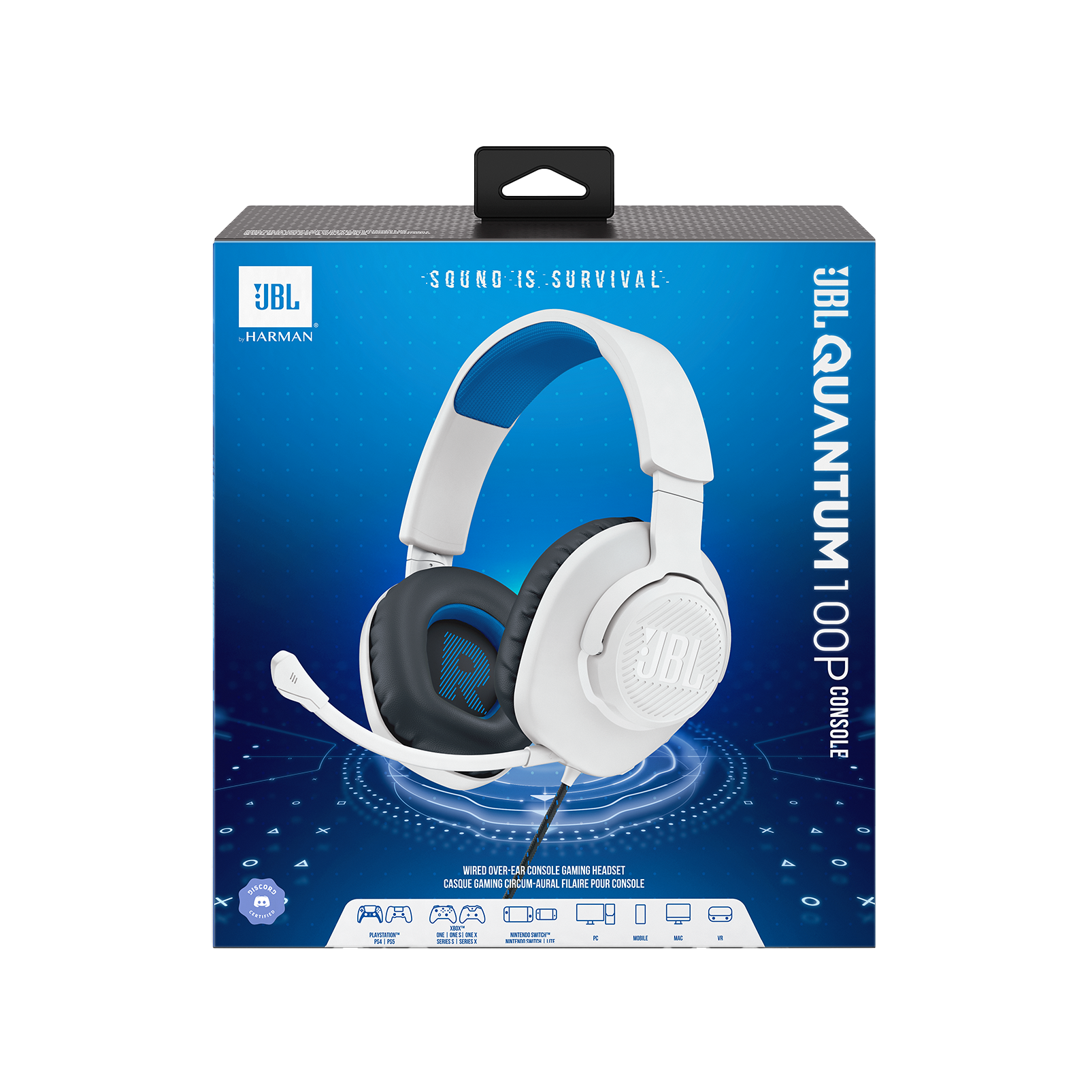 JBL Quantum 100P Console | 플립업 마이크가 장착된 유선 오버이어 게임용 헤드셋